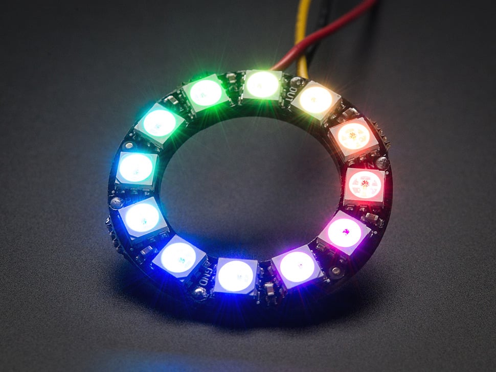 NeoPixel Ring - 12 x 5050 RGB LED with Integrated Drivers — Robot Italy
