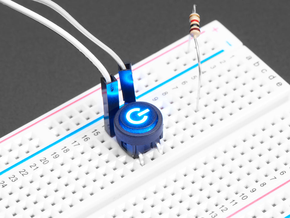 Mini Illuminated Momentary Pushbutton - Blue Power Symbol — Robot Italy